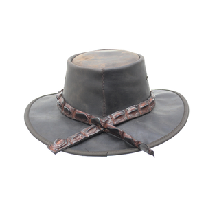 1033MC Leather Hat with Croc Leather Band and 5 Croc Teeth by BARMAH ...